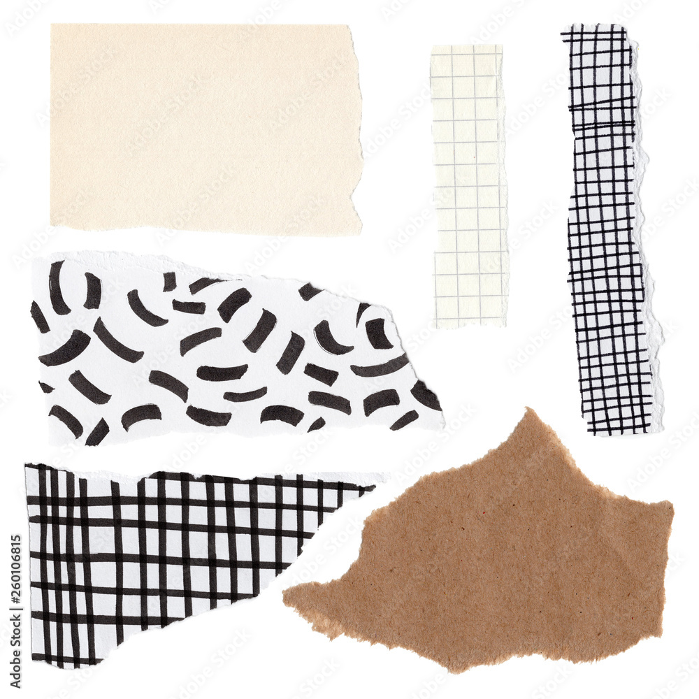 Ripped pieces of paper for collage style. Trandy abstract collage. Cut ...