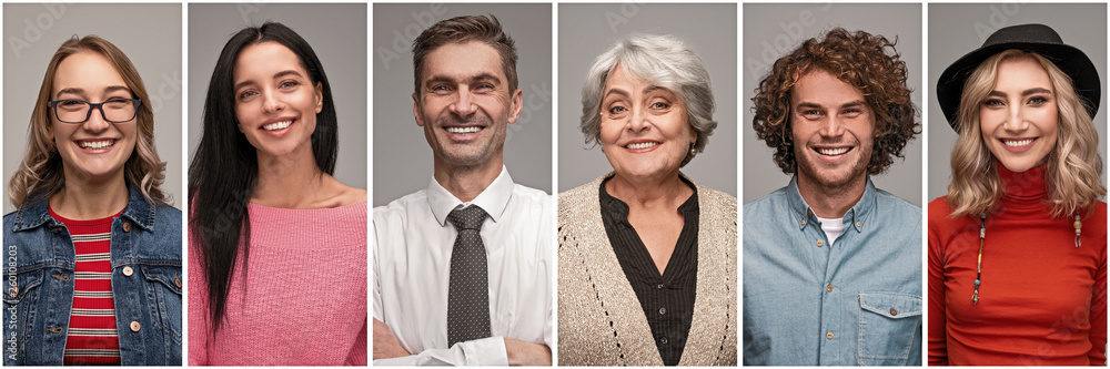 Collage of multi-generational people smiling Stock Photo | Adobe Stock
