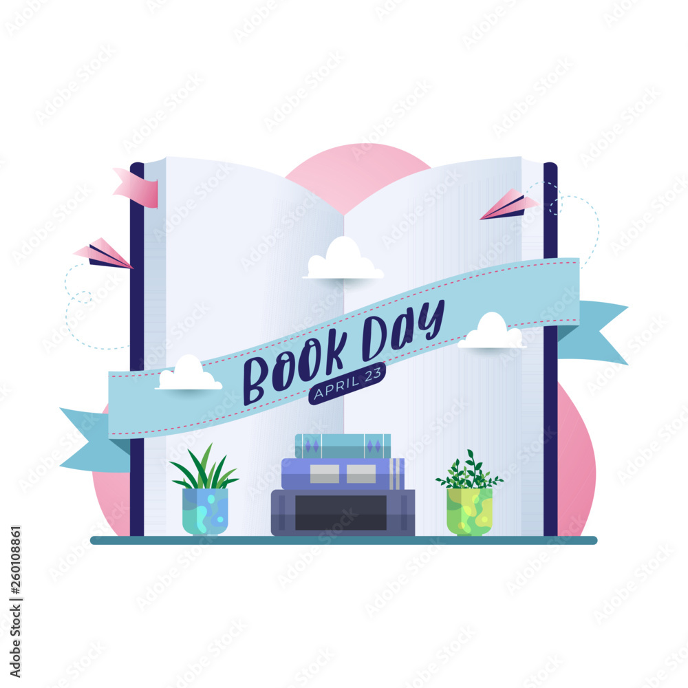 World book day background. Tiny people flat vector illustration concept ...