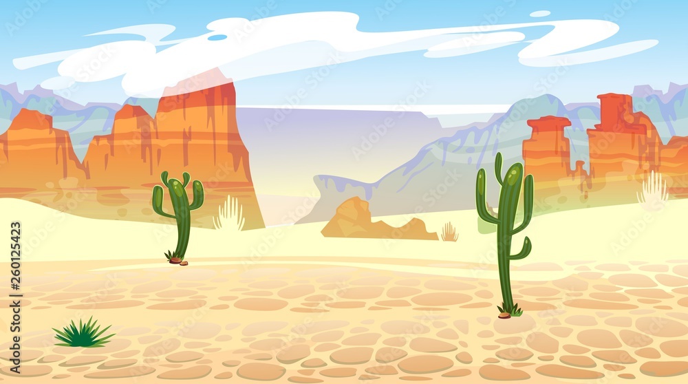 Wild west seamless pattern with mountains and cacti. Retro western ...