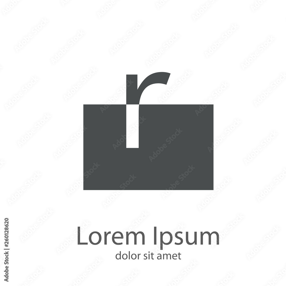 Logotipo letra r minúscula en cuadrado en espacio negativo en color ...