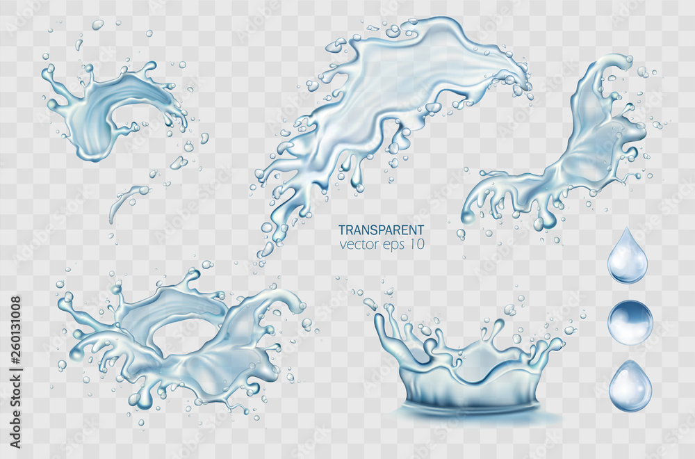 Premium cold water pouring down isolated vector illustration icons ...