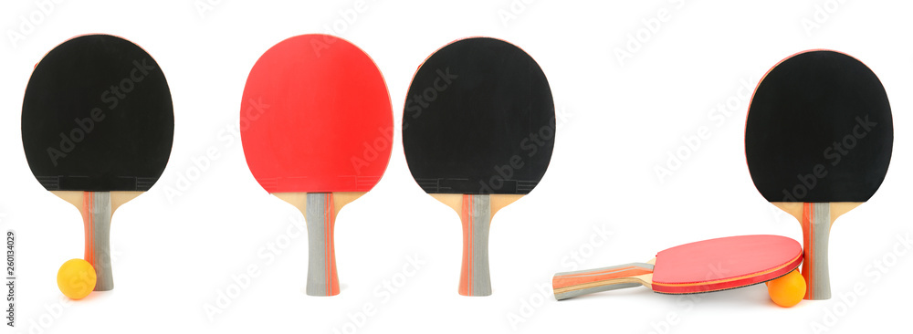 Set table tennis rackets isolated on white. Stock Photo | Adobe Stock