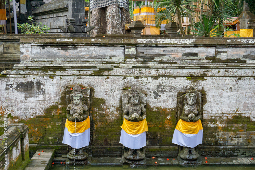 Ancient pool of the balinese temple Goa Gajah, Elephant Cave in Bali ...