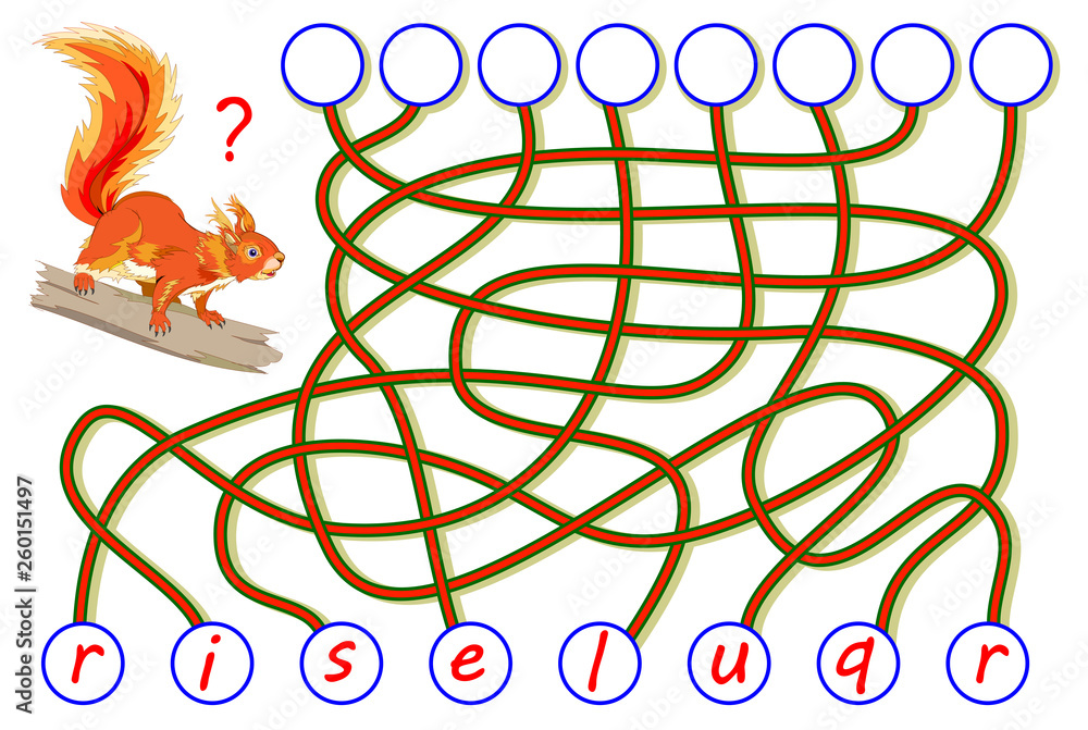 Logic puzzle game for study English. Find the correct places for ...