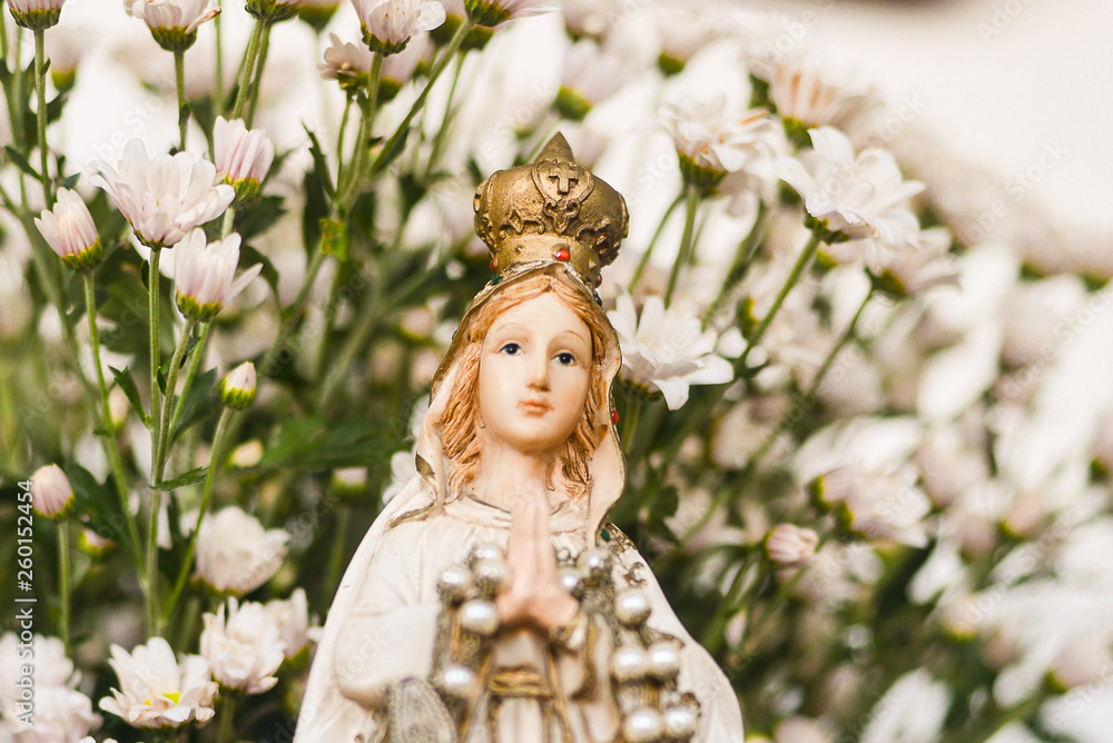 image of our lady with flowers in the background, Our Lady of Fatima ...