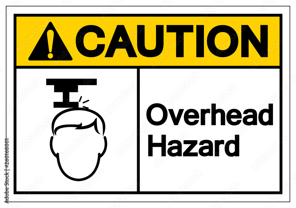 Caution Overhead Hazard Symbol Sign, Vector Illustration, Isolate On ...
