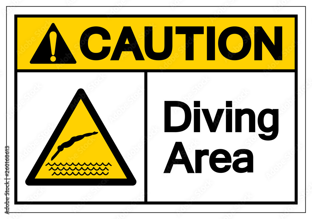 Caution Diving Area Symbol Sign, Vector Illustration, Isolate On White ...
