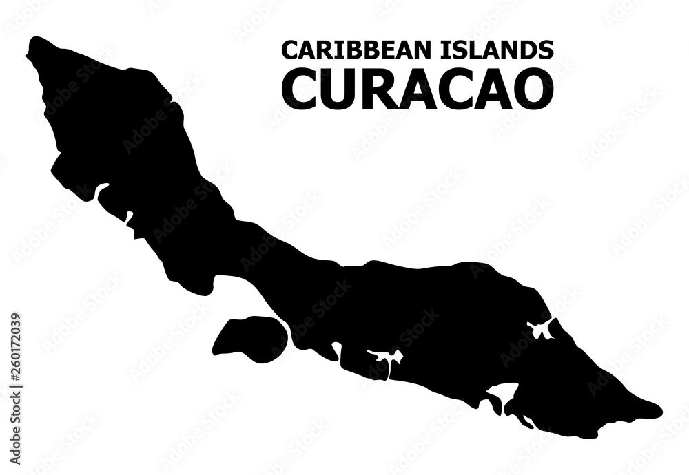 Vector Flat Map of Curacao Island with Caption Stock Vector | Adobe Stock
