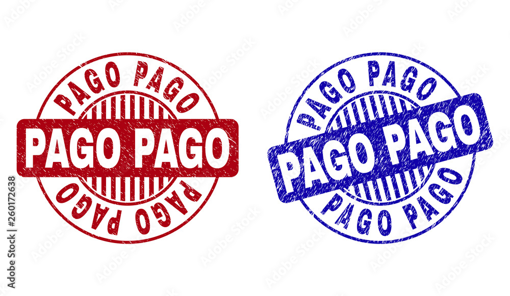 Grunge PAGO round stamp seals isolated on a white background. Round ...