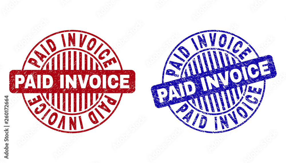Grunge PAID INVOICE round stamp seals isolated on a white background ...