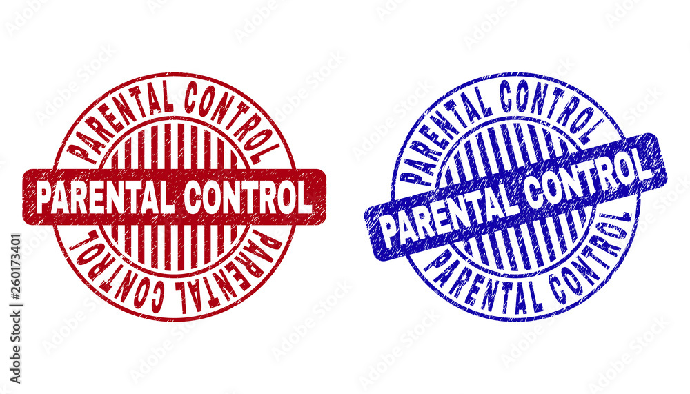 Grunge PARENTAL CONTROL round stamp seals isolated on a white ...