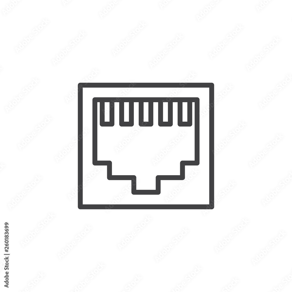 Ethernet port socket line icon. linear style sign for mobile concept ...