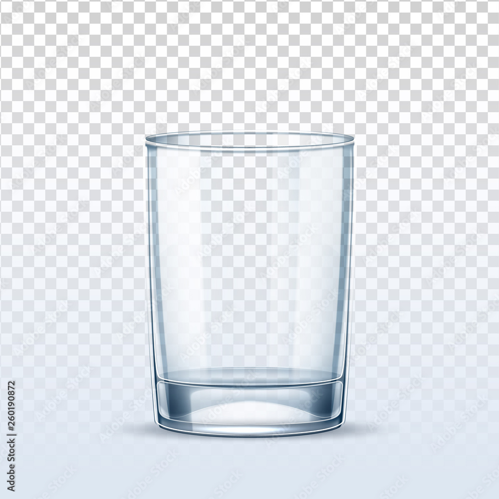 Empty glass on transparent background. Crystal clear drink container ...