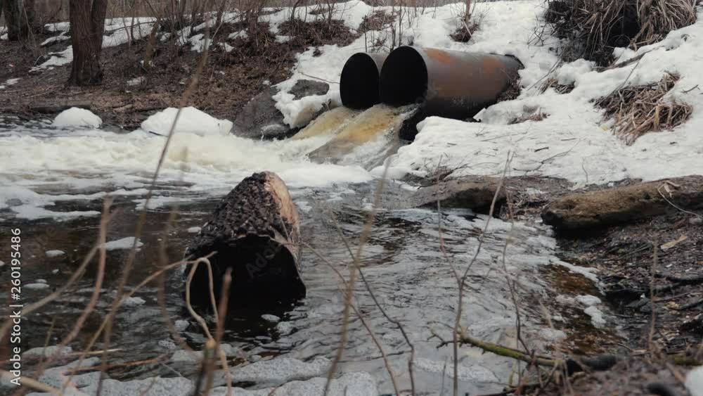 Drain pipes, environmental pollution. Drainage system flood protection ...