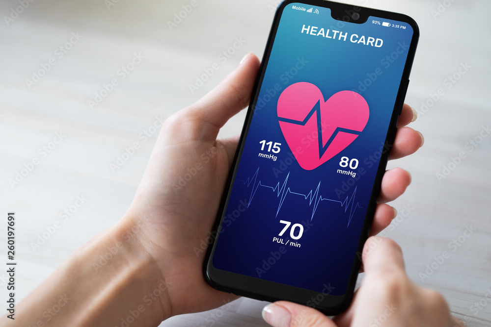 Health control application on smartphone with pulse and arterial ...