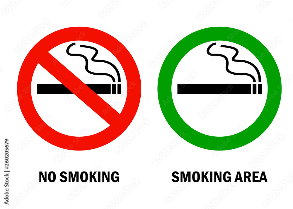 No smoking area and smoking area. Smoking ban and permission smoking ...