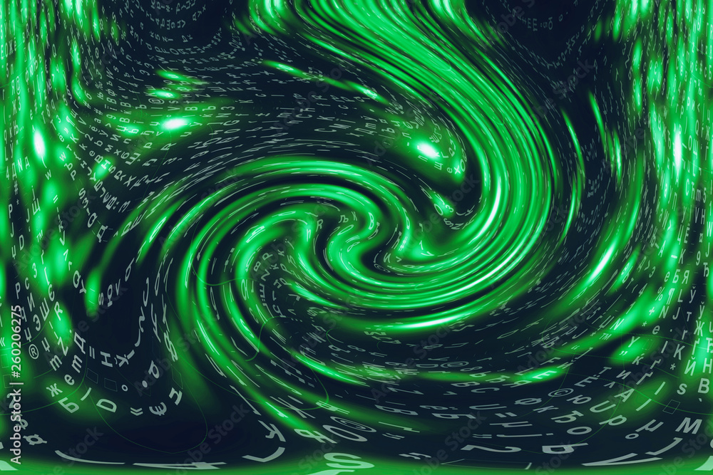 Green blue matrix digital background. Distorted cyberspace concept ...