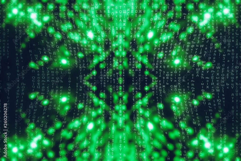 Green blue matrix digital background. Abstract cyberspace concept ...