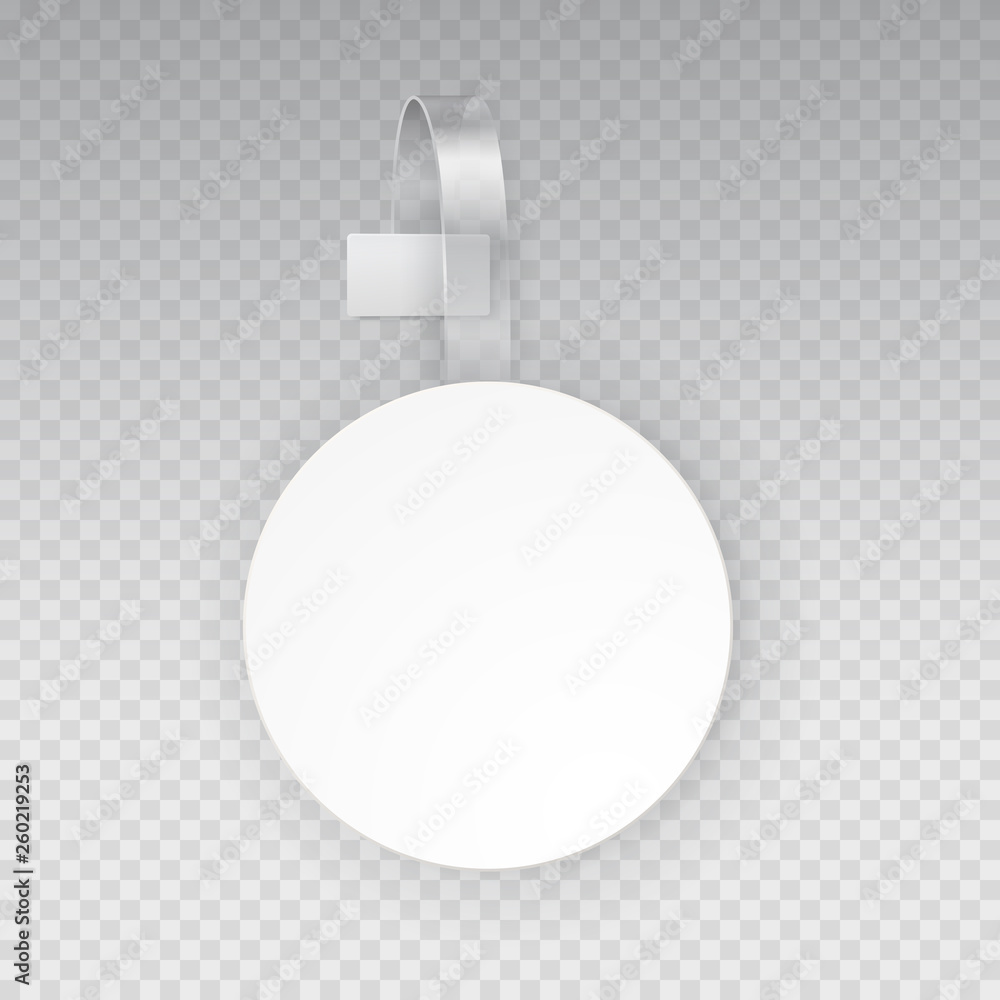 Sales point tag mock up. White empty round supermarket wobbler isolated ...
