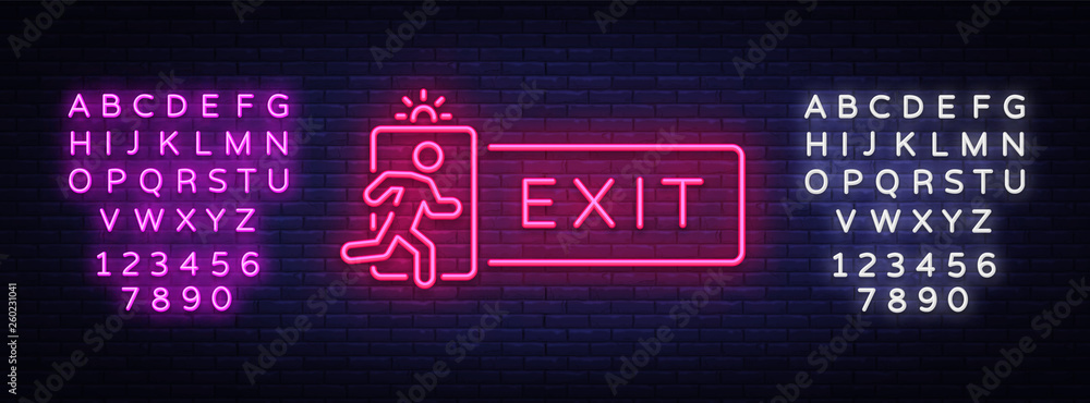 Exit Neon Signboard Vector. Exit neon sign, design template, modern ... Exit Neon Signboard Vector. Exit neon sign, design template, modern ...