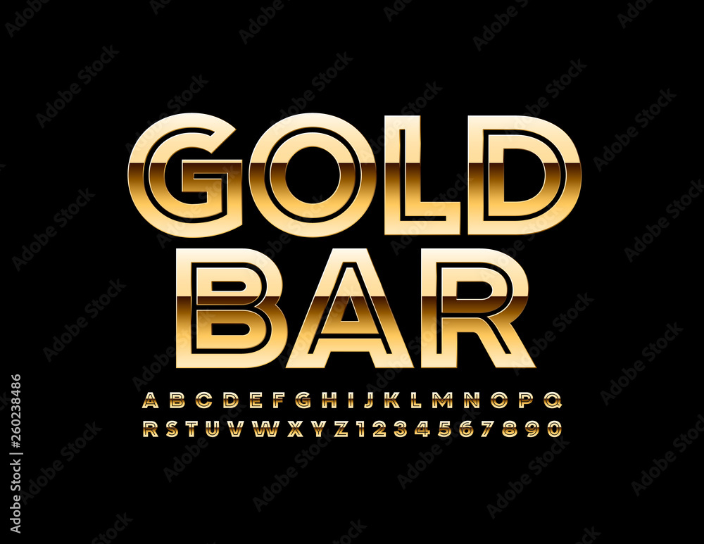 Vector luxury Logo Gold Bar with stylish Font. Unique Alphabet Letters ...