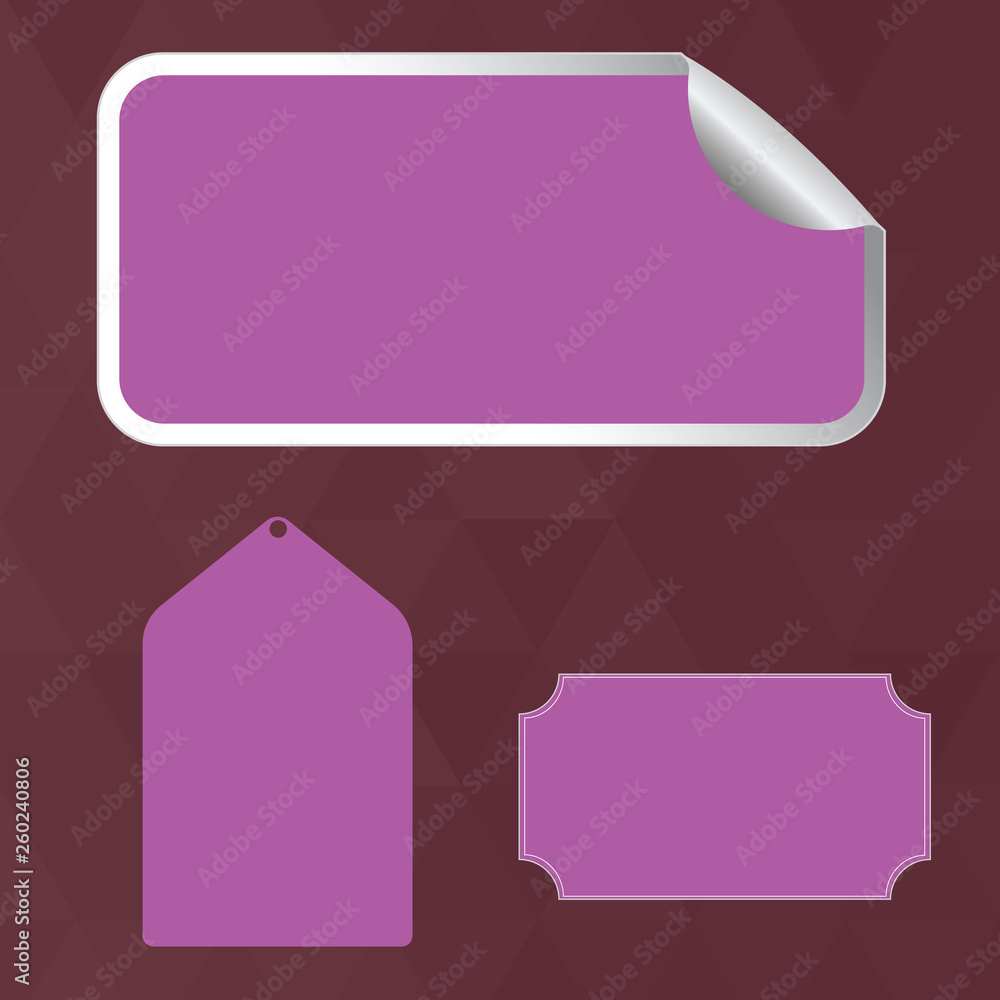 Blank Color Label, Self Adhesive Sticker with Border, Bended Corner and ...