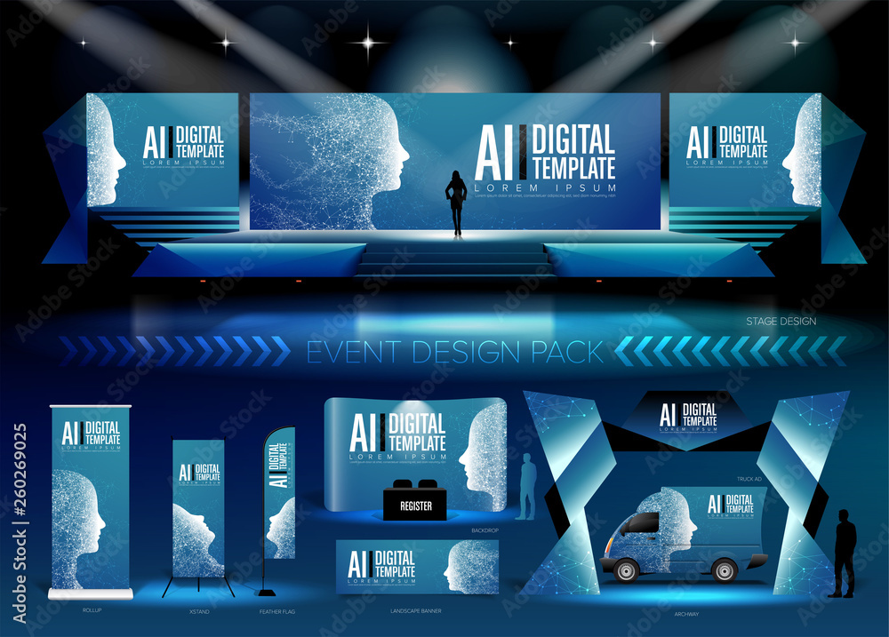 A pack of 3D event design medias in vector format, with a sample of ...