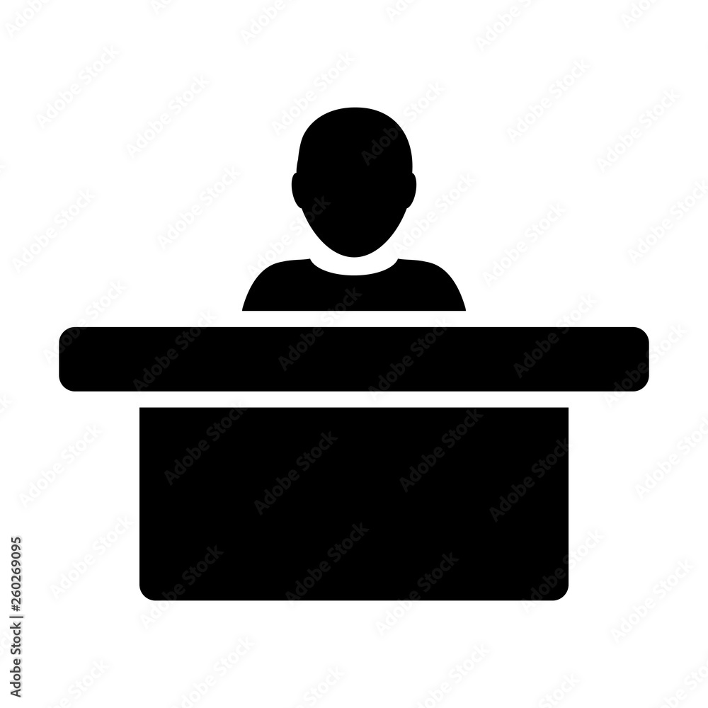 Director icon vector male person avatar symbol with table for office ...