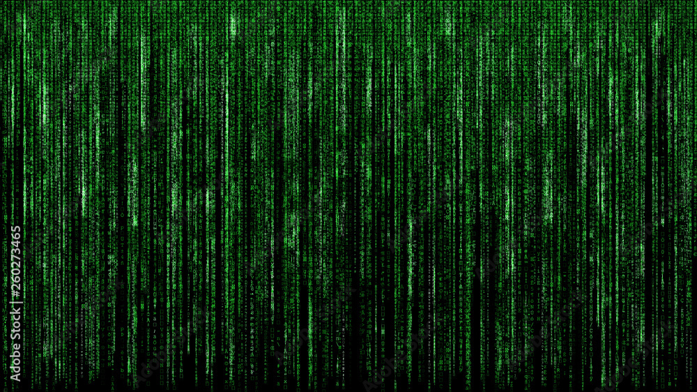 Green Binary Matrix Code Abstract Computer Hacker Digital Network Black