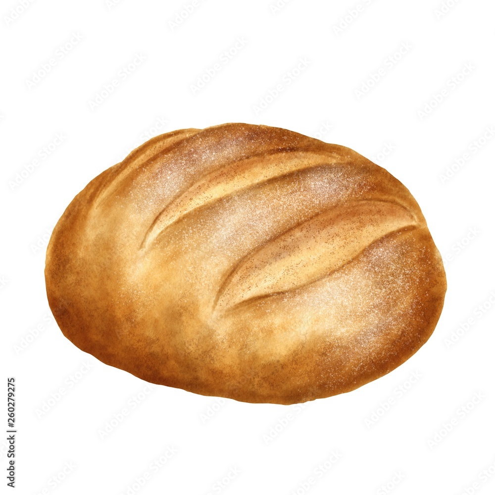 Hand drawn bread on watercolor paper isolated on white background ...