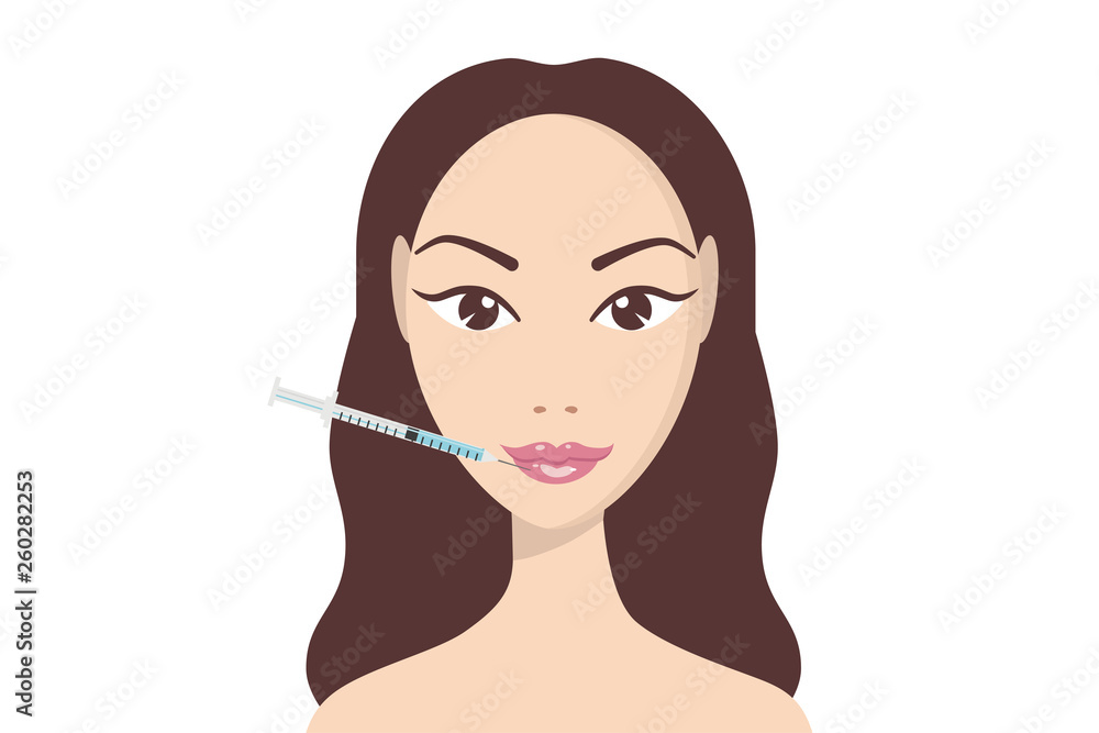 Hyaluronic acid facial injection, vector infographics design template ...