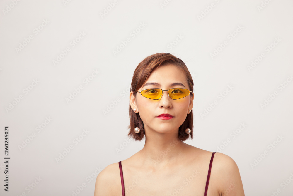 Chinese Girl wearing varies types of fashion sunglasses,looking sharp ...