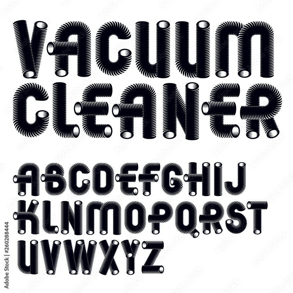 Set of trendy vector rounded, upper case alphabet letters, abc isolated ...