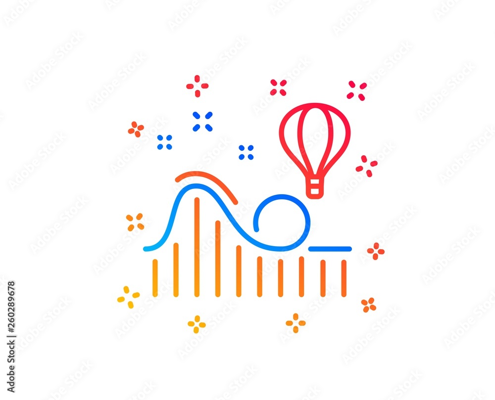 Roller coaster line icon. Amusement park sign. Carousels symbol. Gradient design elements ...