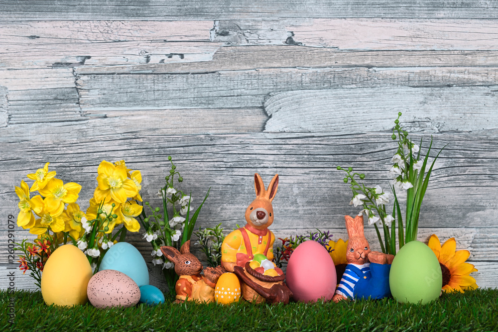 Die Osterhasen bringen die bunten Eier Stock Photo | Adobe Stock