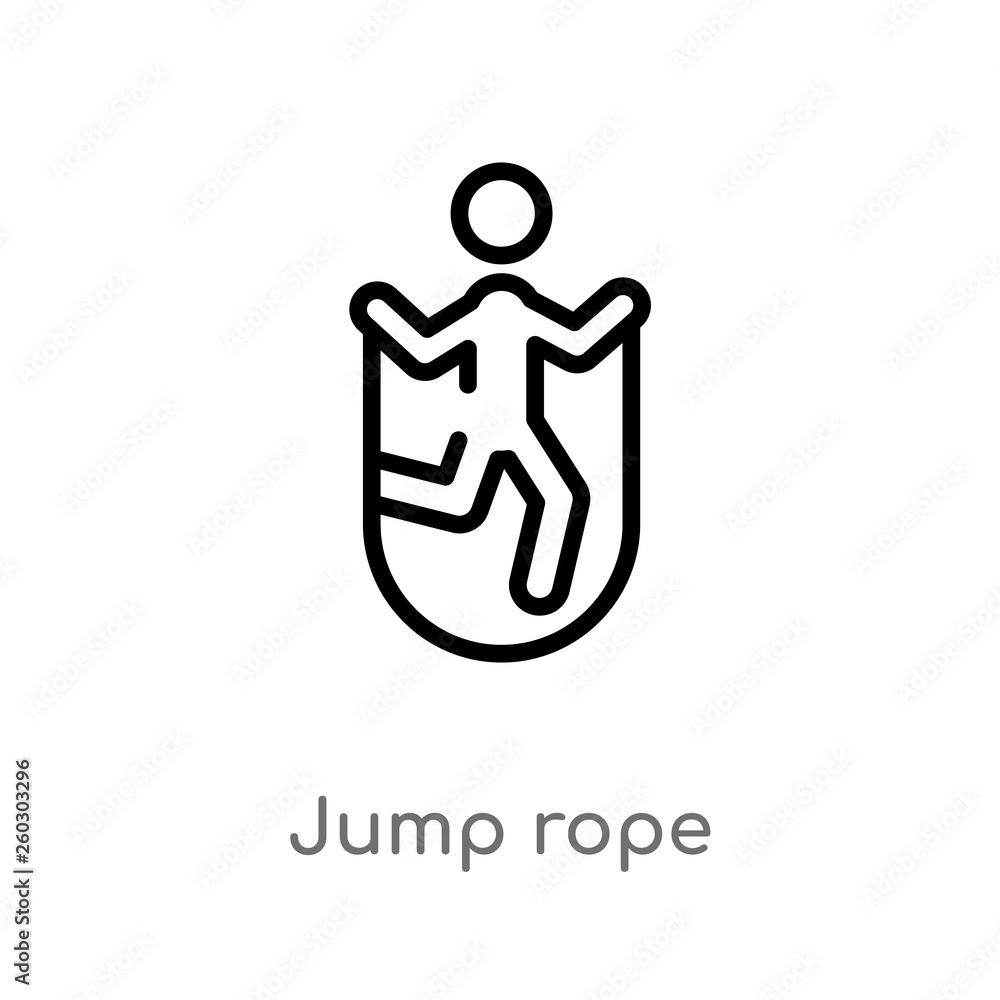 outline jump rope vector icon. isolated black simple line element ...