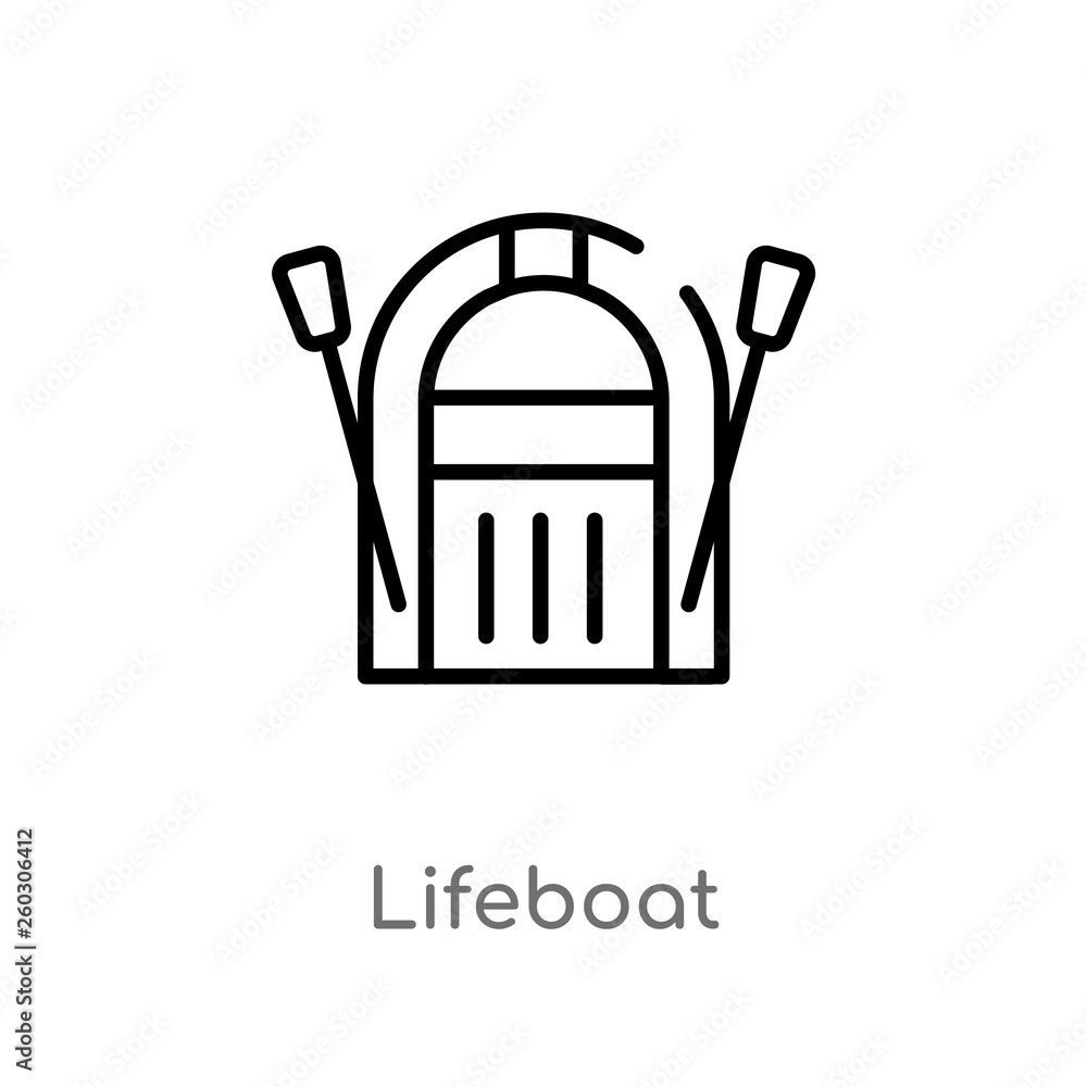 outline lifeboat vector icon. isolated black simple line element ...