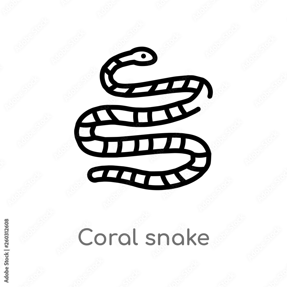 outline coral snake vector icon. isolated black simple line element ...