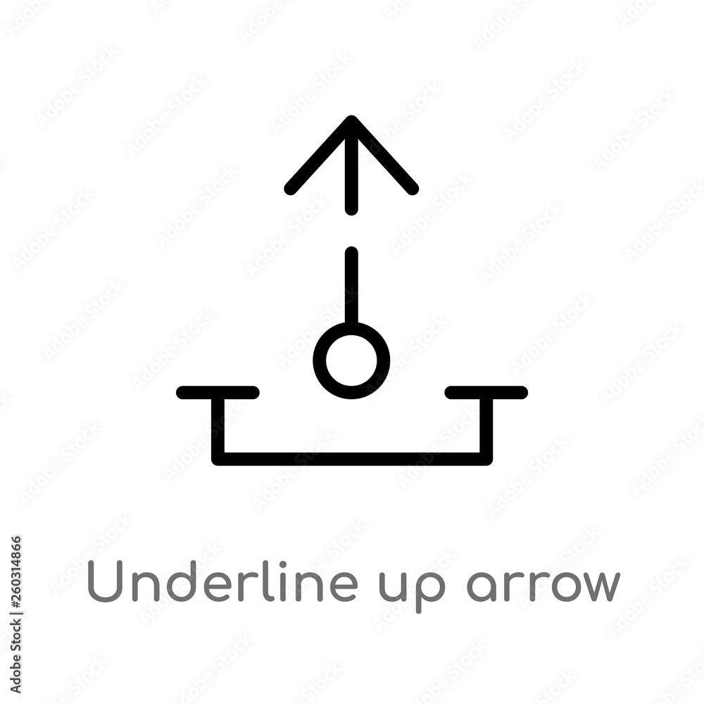outline underline up arrow vector icon. isolated black simple line ...