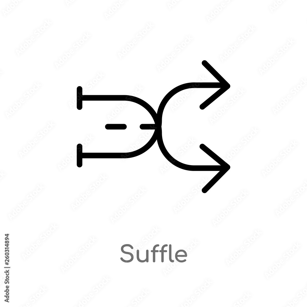 outline suffle vector icon. isolated black simple line element ...