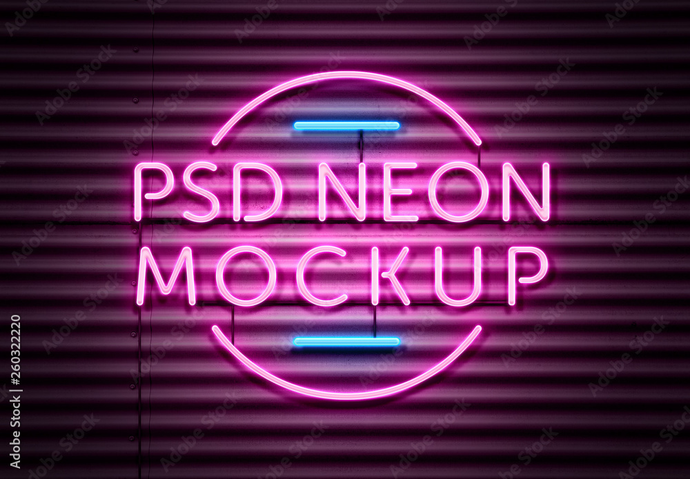 Neon Effect Mockup Stock Template | Adobe Stock