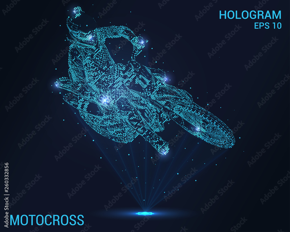 Motocross hologram. Digital and technological background in motorsports ...