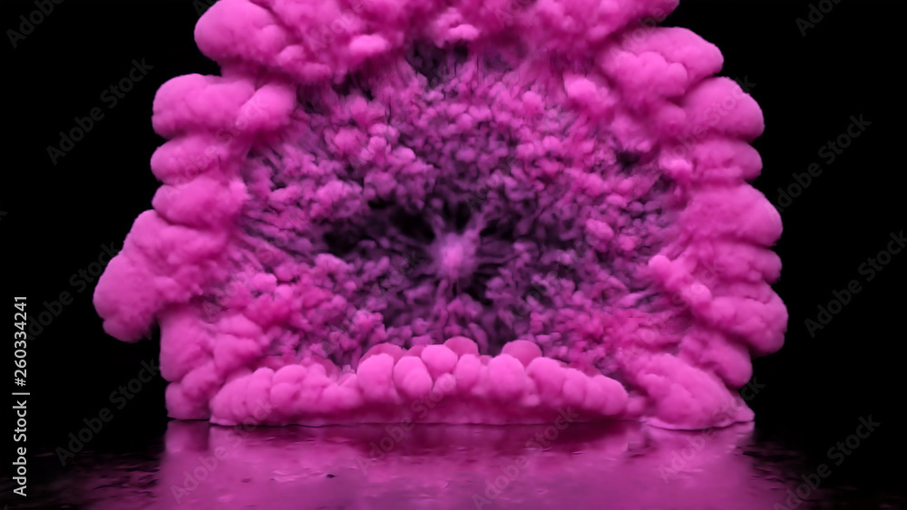 3d render, pink smoke filling empty space, fume on black background ...