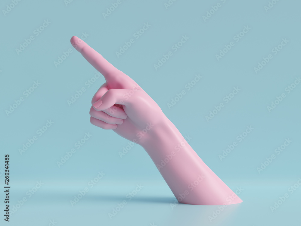 3d render, female hand isolated, finger up, pointing gesture, direction ...