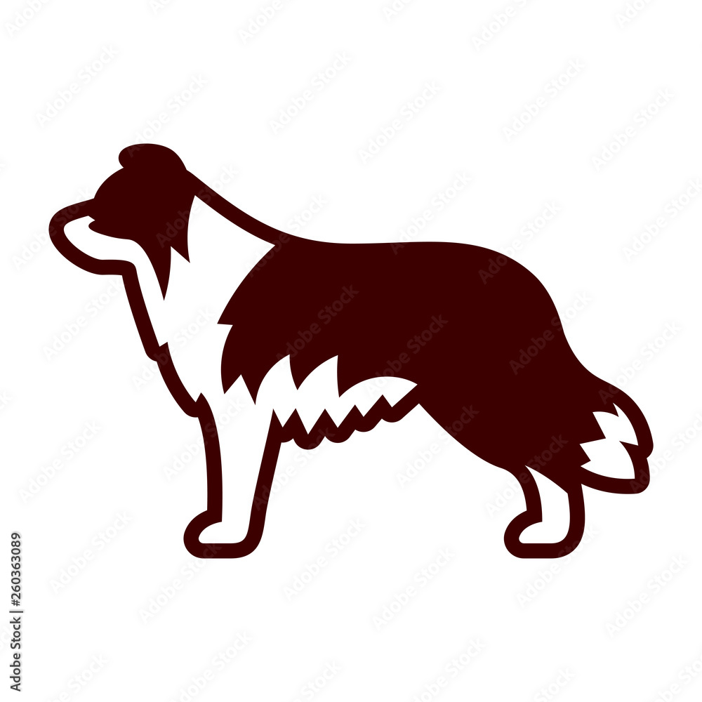 Border Collie Dog Icon Isolated On White Background Stock Vector ...