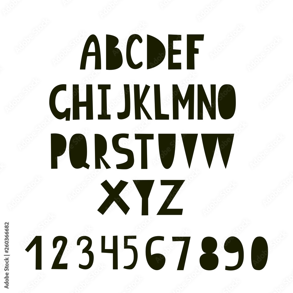 Cute hand drawn cut out quirky alphabet. Set of letters for modern ...