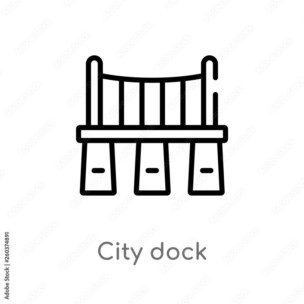 outline city dock vector icon. isolated black simple line element ...