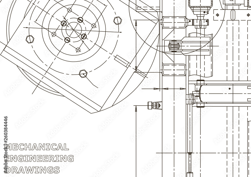 Vector engineering illustration. Instrument-making drawings. Mechanical ...