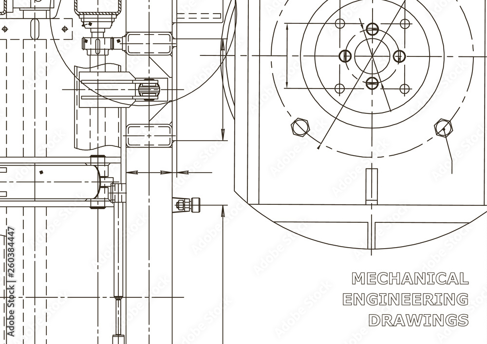 Vector engineering illustration. Instrument-making drawings. Mechanical ...